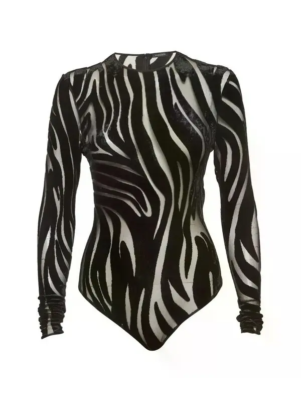 Versace Devoré Jersey Zebra Pattern Bodysuit