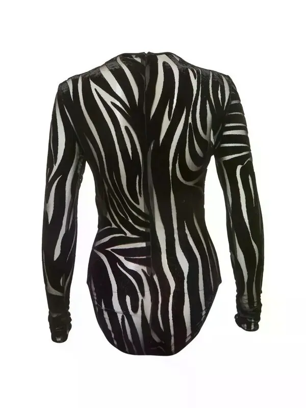 Versace Devoré Jersey Zebra Pattern Bodysuit