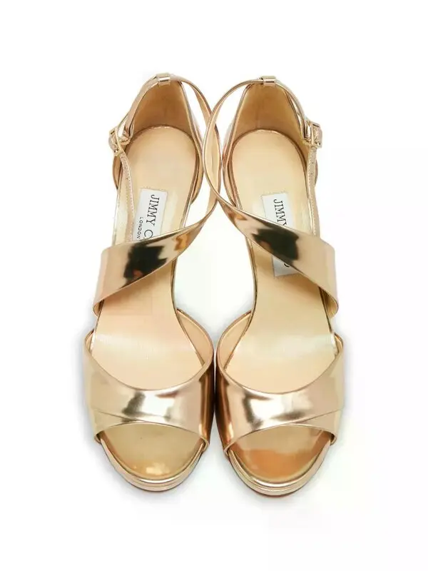JIMMY CHOO Lana Metallic Ankle-strap Sandals