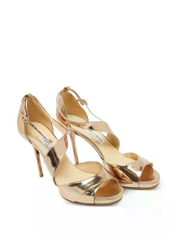 JIMMY CHOO Lana Metallic Ankle-strap Sandals