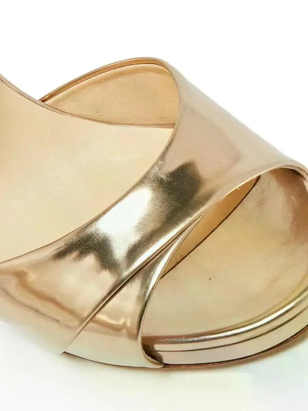 JIMMY CHOO Lana Metallic Ankle-strap Sandals