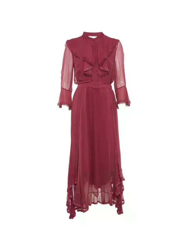 Chloé Long-sleeve Ruffled Silk Dress