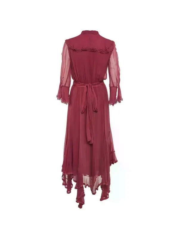 Chloé Long-sleeve Ruffled Silk Dress