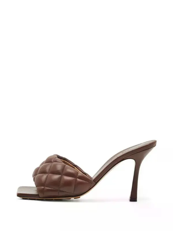 Bottega Veneta Lido Quilted Leather Stiletto Sandals - Brown