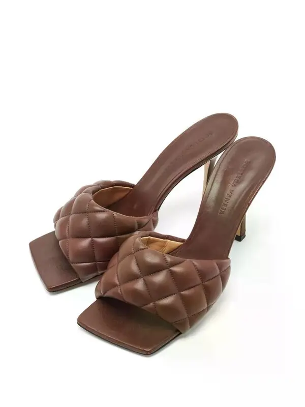 Bottega Veneta Lido Quilted Leather Stiletto Sandals - Brown