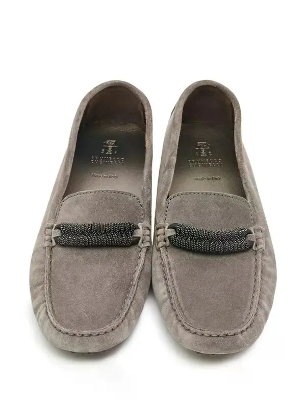 Brunello Cucinelli Monile Calf Suede Smoking Slippers