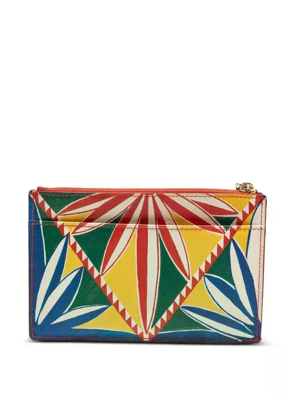 Dolce & Gabbana Geometric-print Zip Card Case - Orange