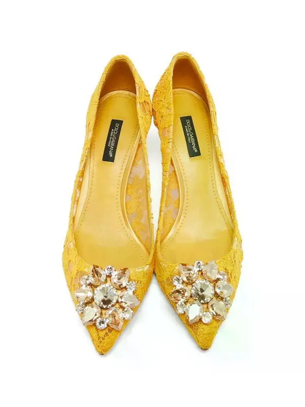 Dolce & Gabbana Bellucci Lace Heeled Pumps - Yellow