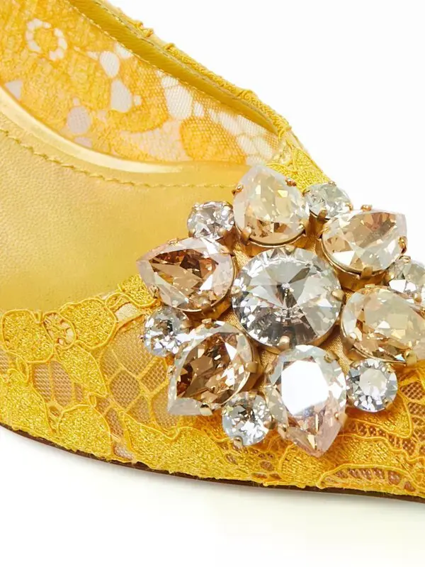 Dolce & Gabbana Bellucci Lace Heeled Pumps - Yellow