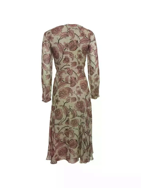 Burberry Floral Print V-neck Midi Dress