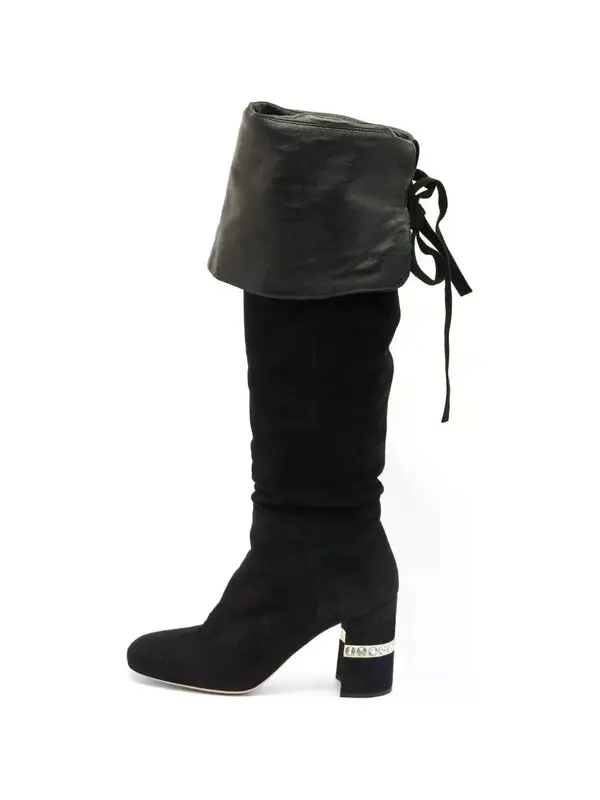 Miu Miu Crystal Embellished Suede Boots