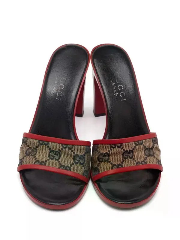 Gucci Gg Canvas Block Heel Sandals