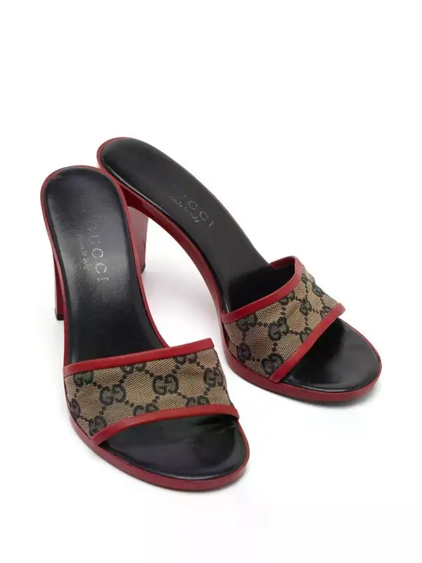 Gucci Gg Canvas Block Heel Sandals