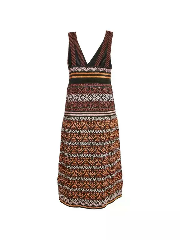 Missoni Lurex Knit V-neck Midi Dress - Black