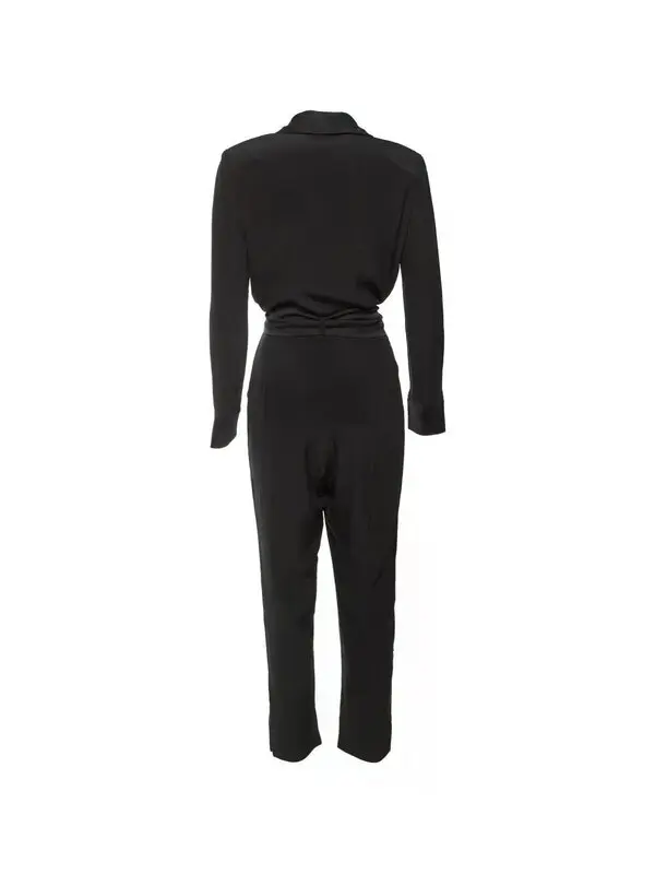Gucci Silk Wrap Neck Long Sleeve Jumpsuit