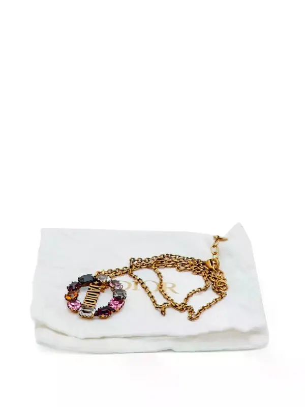Dior J'adior Crystal Pendant Cable-link Chain Necklace