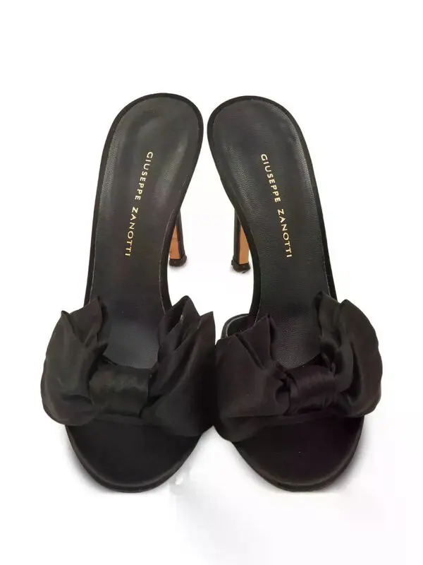 GIUSEPPE ZANOTTI Satin Knotted Bow Stiletto Sandals - Black