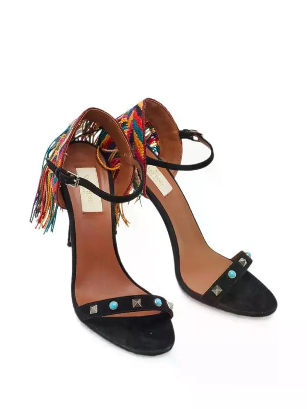Valentino Garavani Suede Rockstud Fringe Sandals