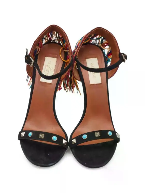 Valentino Garavani Suede Rockstud Fringe Sandals