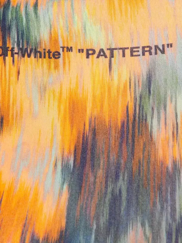 Off-White Chine Flower Print Turtleneck Top