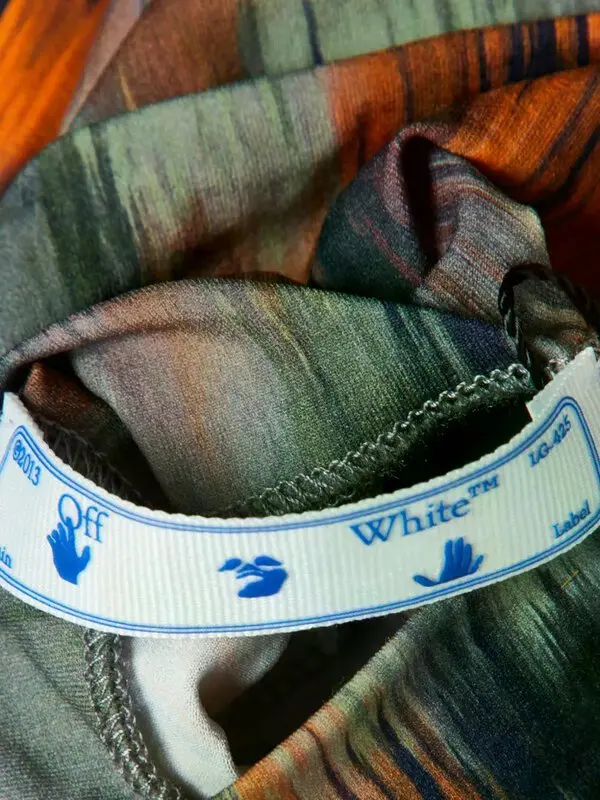 Off-White Chine Flower Print Turtleneck Top