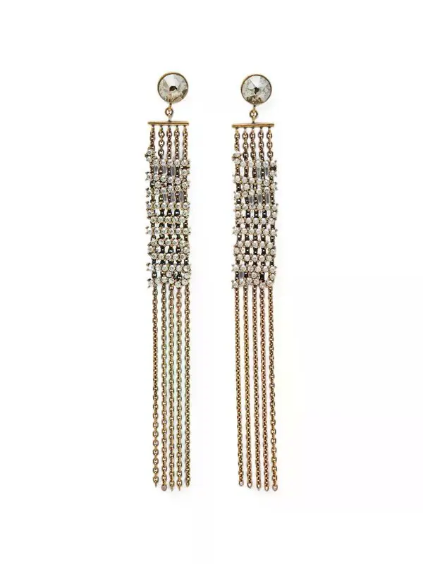 Dior J'adior Crystal Chain Tassel Drop Earrings - Gold