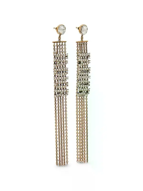 Dior J'adior Crystal Chain Tassel Drop Earrings