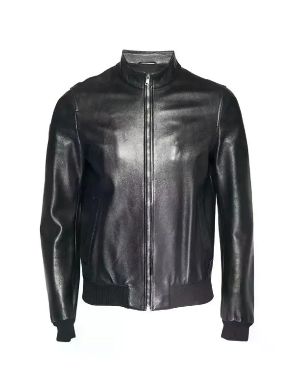 Gucci Leather Zip-up High Neck Jacket