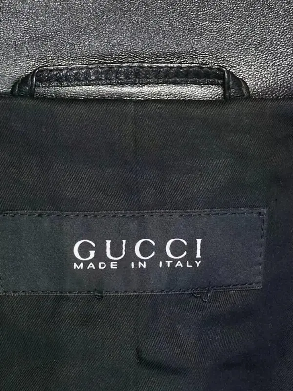 Gucci Leather Zip-up High Neck Jacket