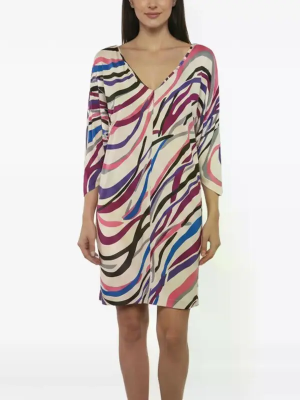 Diane Von Furstenberg Batwing Sleeve Printed Mini Dress