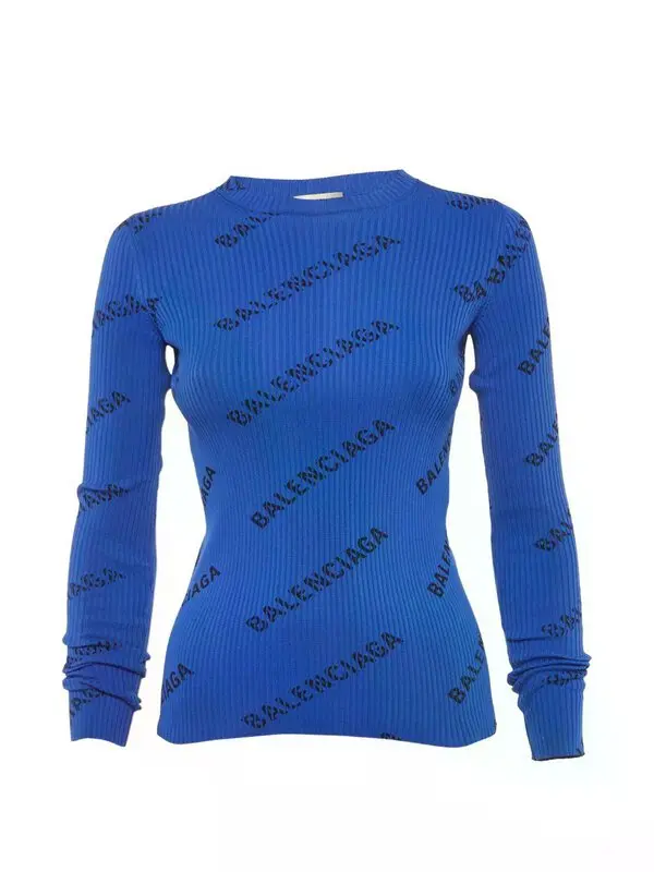 Balenciaga Logo-print Rib-knit Sweater
