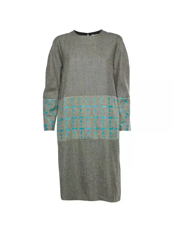 Fendi Wool Jacquard Abstract Print Midi Dress