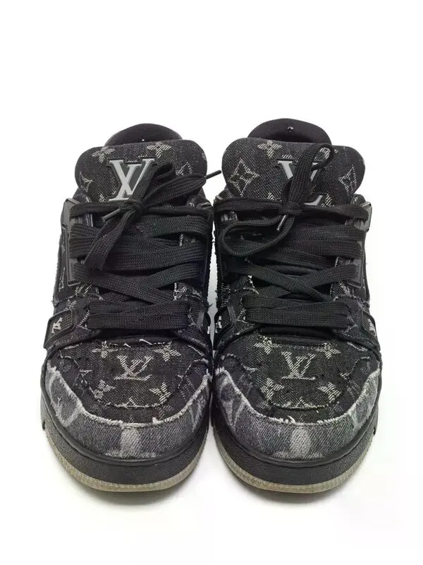 LOUIS VUITTON Monogram Denim Trainer Sneakers - Black