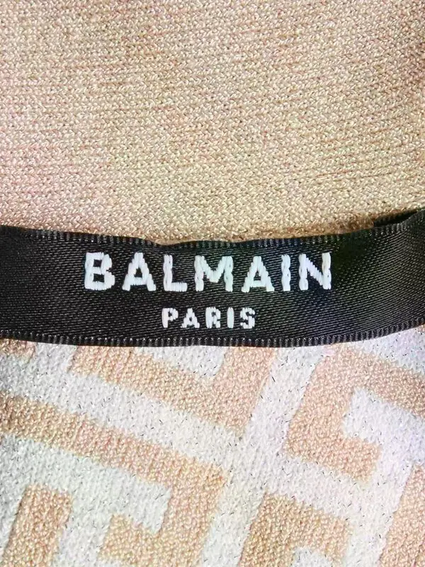 Balmain Monogram Jacquard V-neck Dress