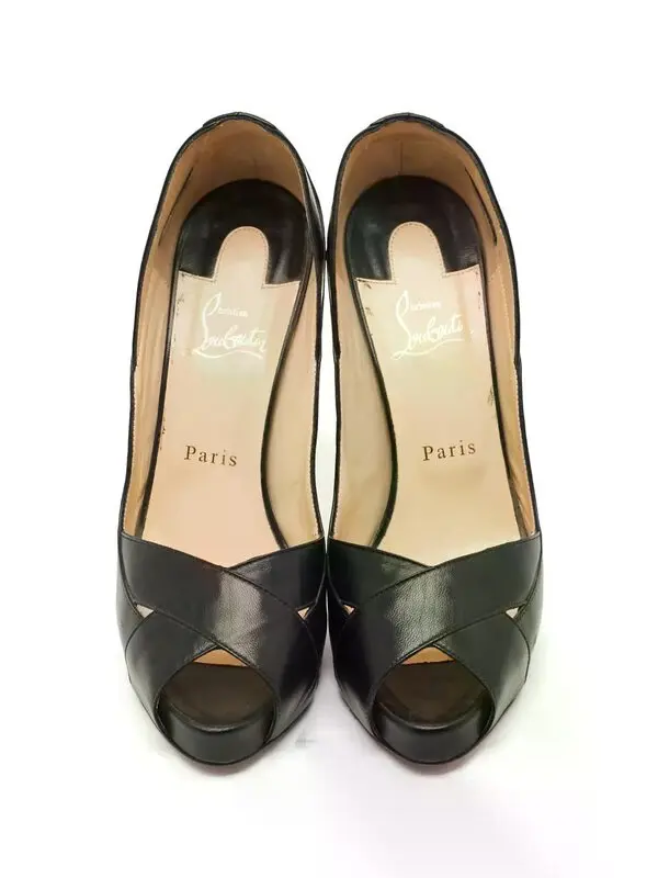 CHRISTIAN LOUBOUTIN Academia Leather Peep-toe Pumps