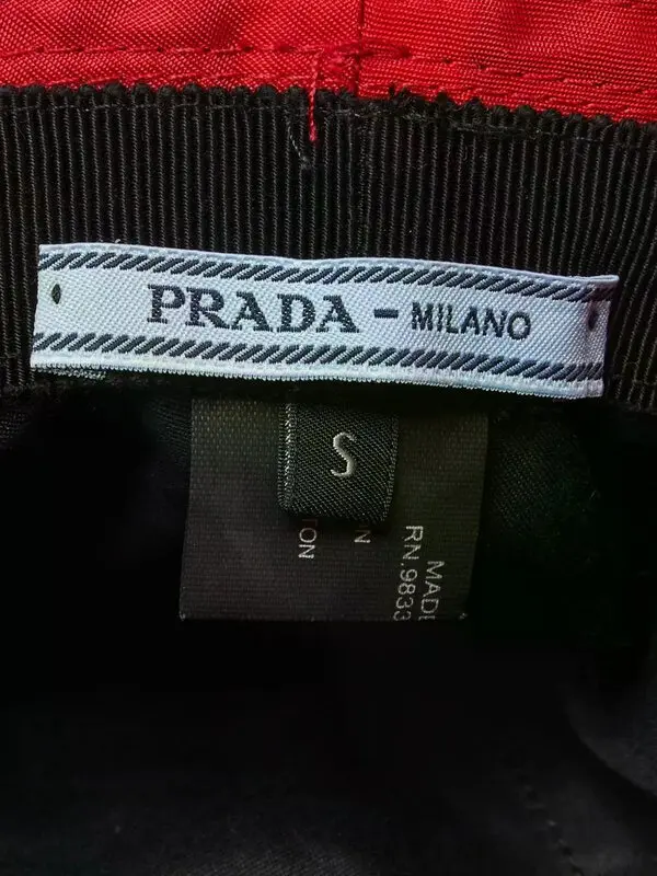 Prada Enamel Triangle Logo Bucket Hat