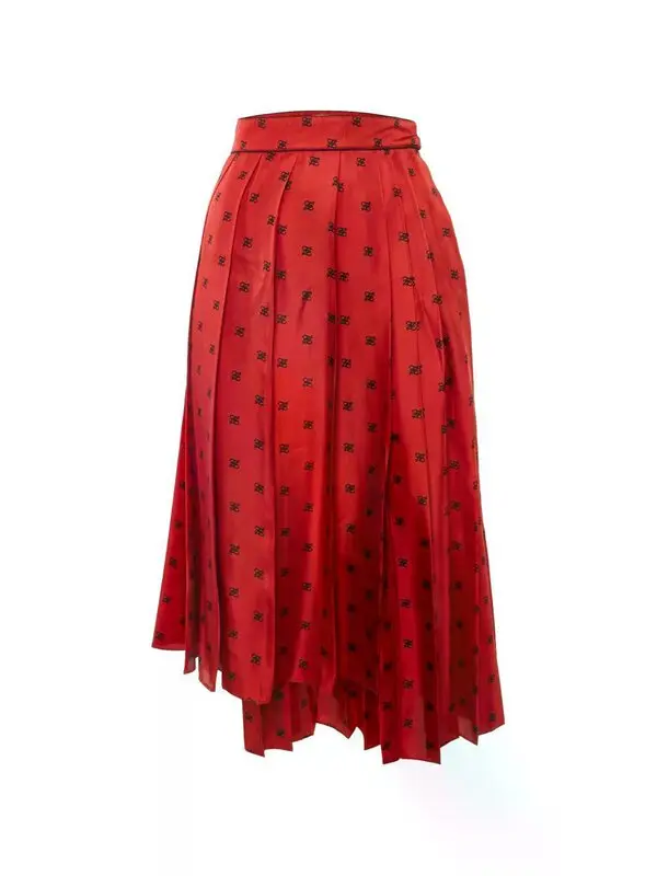 Fendi Karligraphy Pleated Midi Skirt