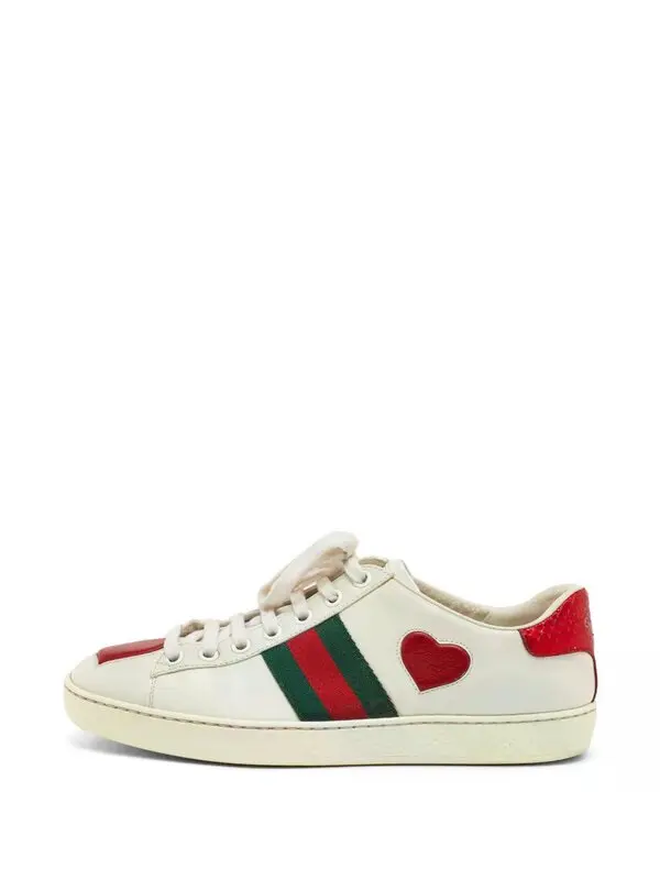 Gucci Ace Heart Motif Sneakers - Neutrals