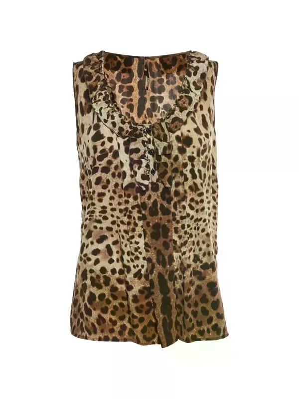Dolce & Gabbana Leopard Print Ruffled Blouse