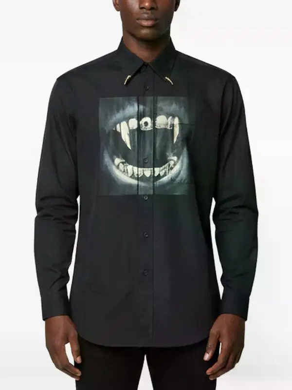 Roberto Cavalli Graphic-print Button-down Cotton Shirt