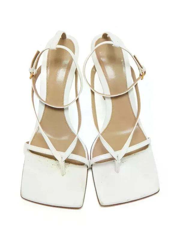 Bottega Veneta Leather Square Toe High Heel Sandals