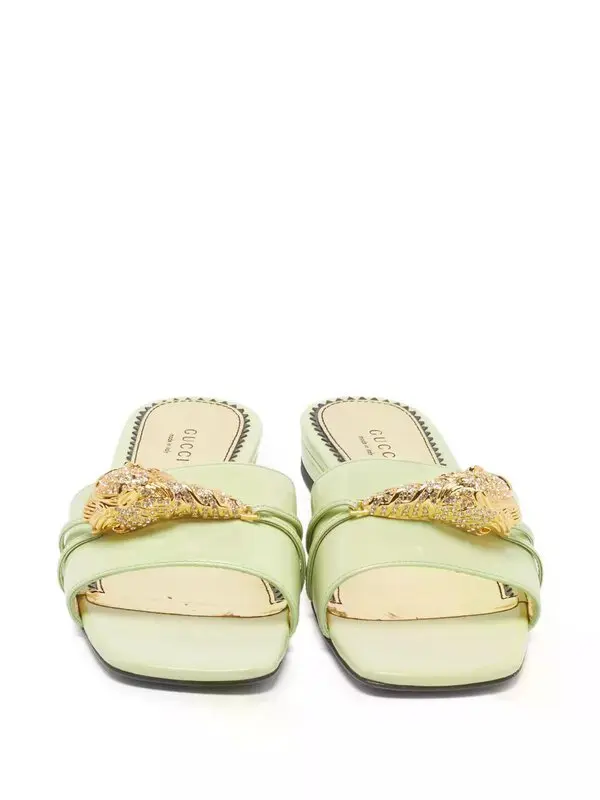 Gucci Tiger Head Crystal-embellished Leather Sandals