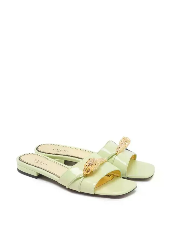 Gucci Tiger Head Crystal-embellished Leather Sandals