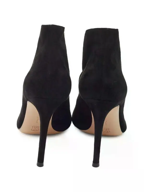GIANVITO ROSSI Suede Peep-toe Ankle Boots - Black