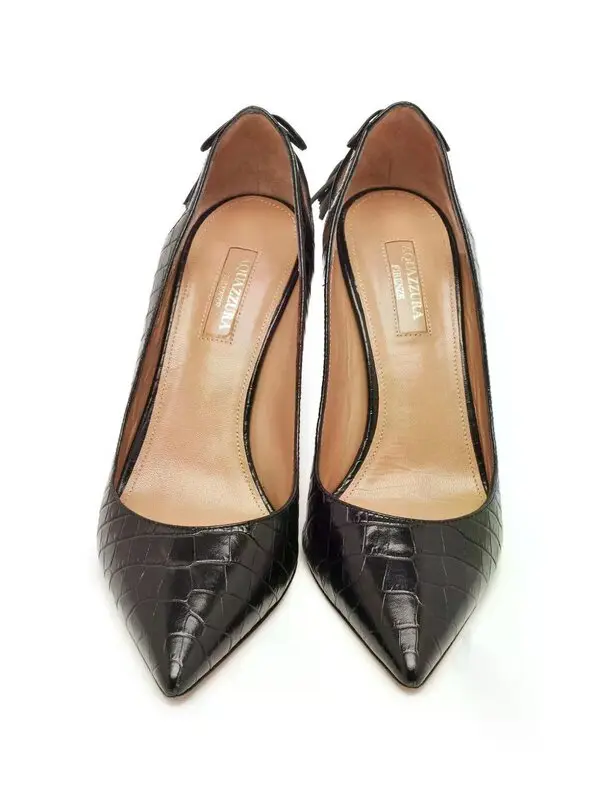 AQUAZZURA Croc-embossed Tassel Pumps