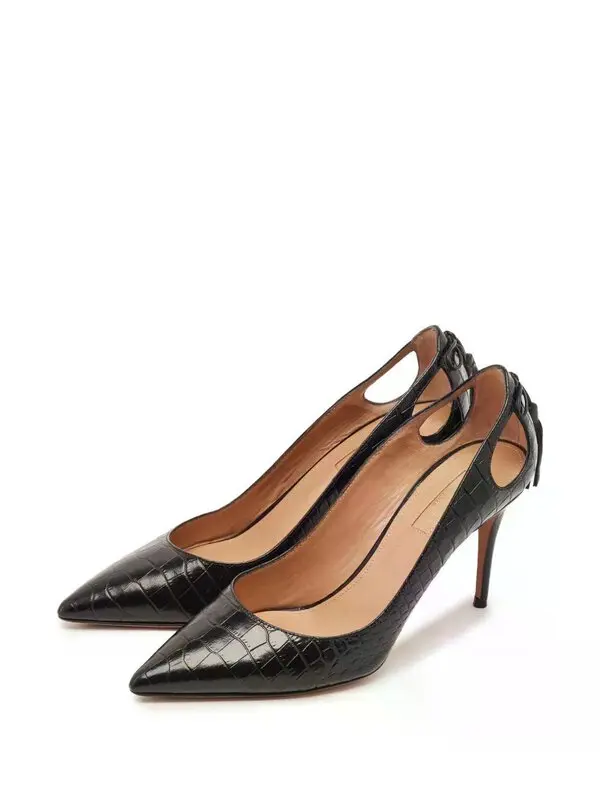 AQUAZZURA Croc-embossed Tassel Pumps