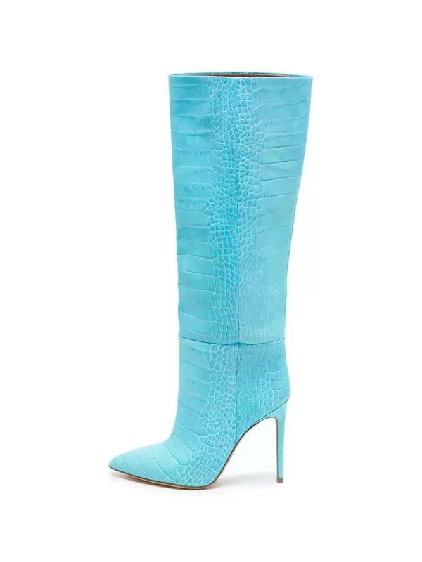 Paris Texas Croc-embossed Leather Knee-high Boots - Blue