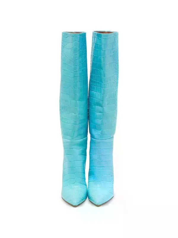 Paris Texas Croc-embossed Leather Knee-high Boots - Blue