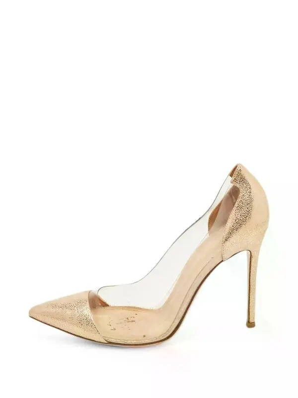 GIANVITO ROSSI Plexi Pointed-toe Pumps - Gold