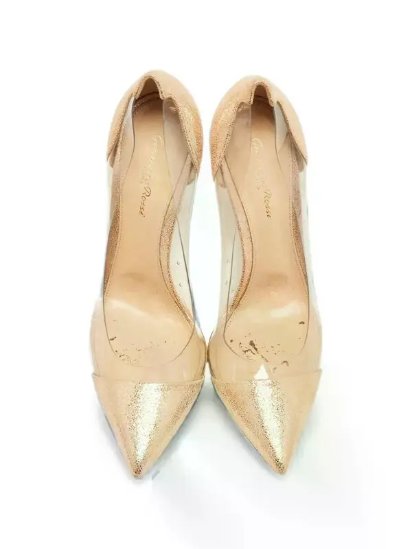 GIANVITO ROSSI Plexi Pointed-toe Pumps - Gold